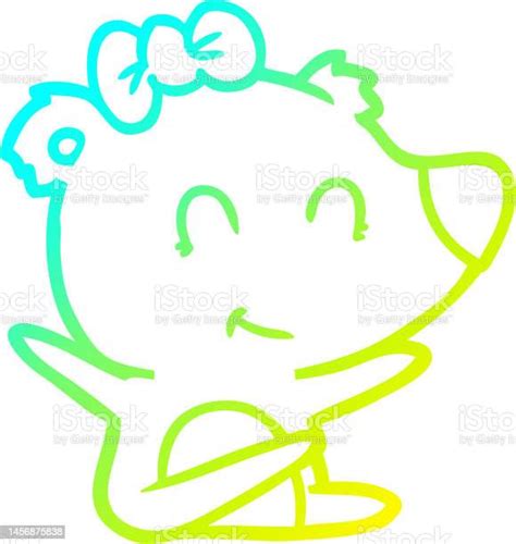 Dessin Au Trait Dégradé Froid Dun Dessin Animé Dours Polaire Femelle