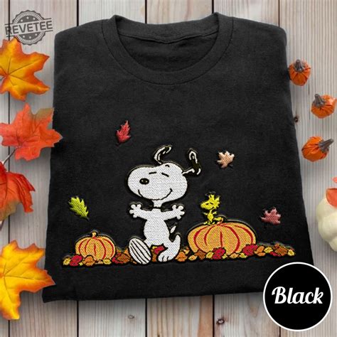 Cute Happy Autumn Snoopy Embroidered Sweatshirt Snoopy Pumpkin