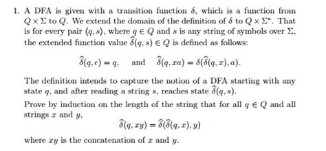 Solved A Dfa Is Given With A Transition Function Delta