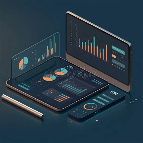 Futuristic Digital Interface Displaying Data Analytics On Multiple