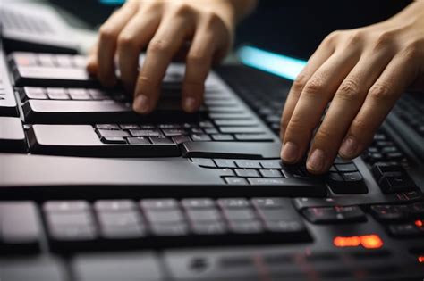 Premium Photo Mans Hands Are Typing On The Keyboard At Home Remote