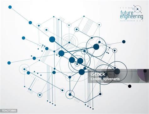 엔지니어링 기술 벡터 벽지 육각형 원과 라인으로 만든 기술 드로잉 추상적인 배경입니다 가상현실에 대한 스톡 벡터 아트 및 기타 이미지 가상현실 건축물 기계 부분