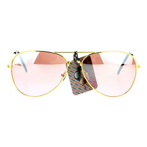 Sa106 Womens Pink Mirror Lens Wire Rim Classic Aviator Sunglasses