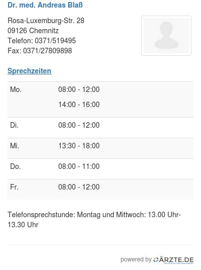 Dr Med Andreas Blaß In 09126 Chemnitz Fa Für Allgemeinmedizin ärztede