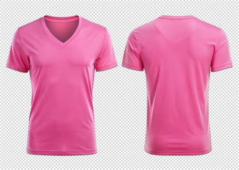 Pink V Neck T Shirt Front And Back View Png 1 Premium Ai Generated Psd