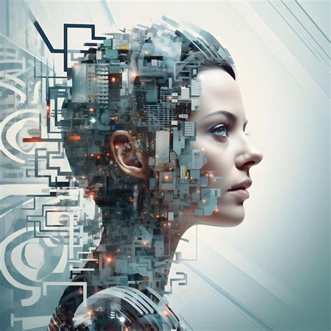 Beautiful Female Ai Female Robot Head With Internal Circuitry And A Brain Generative Ai