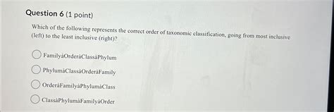 Solved Question 6 1 Point Which Of The Following Chegg Com