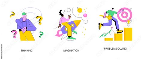Brain Activity Abstract Concept Vector Illustration Set Thinking And