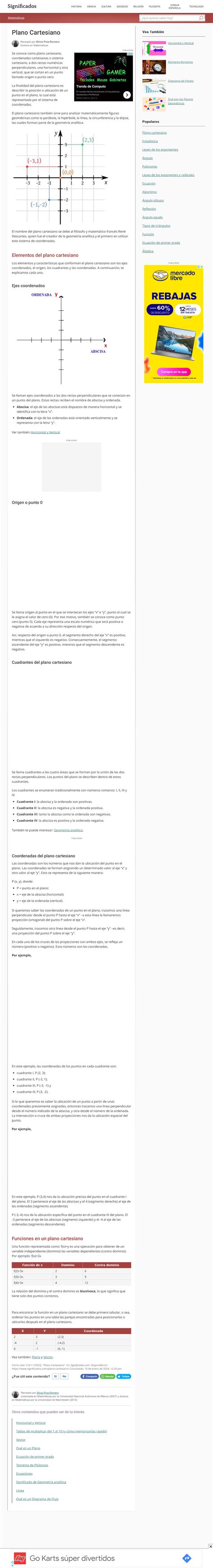 Plano Cartesiano Qué Es Elementos Y Ejemplos Significados