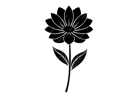 Wild Flower Outline And Single Flower Silhouette Perfect For Botanical
