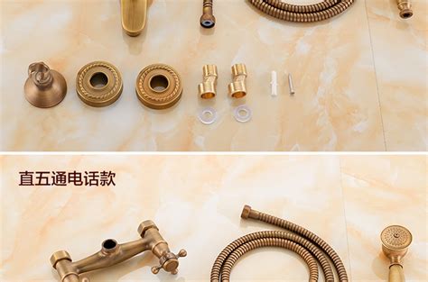 全铜仿古花洒电话花洒淋浴花洒套装手持花洒简易挂墙欧式花洒喷头 阿里巴巴