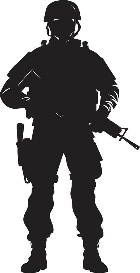 Defensive Guardian Armed Armyman Black Icon Combatant Vigor Vector