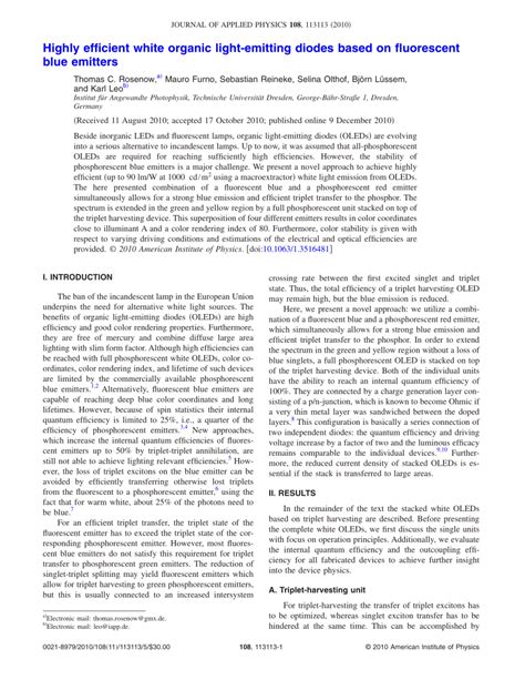 Pdf Highly Efficient White Organic Light Emitting Diodes Based On