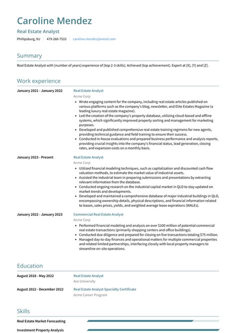 3 Real Estate Analyst Resume Examples And Templates