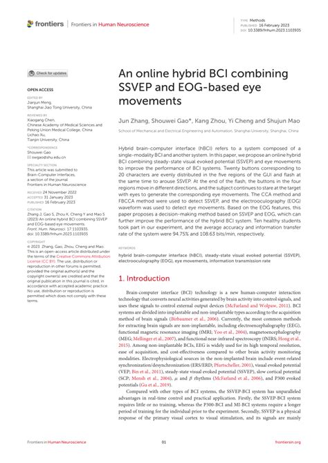 Pdf An Online Hybrid Bci Combining Ssvep And Eog Based Eye Movements