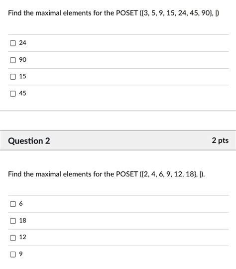 Solved Find The Maximal Elements For The Poset 3 5 9 15 24 45