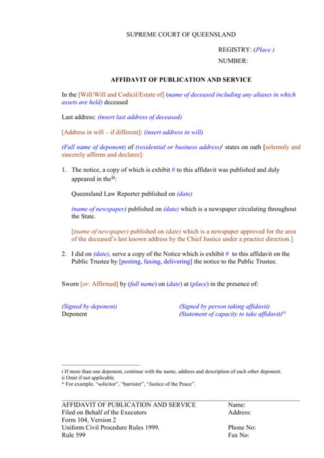 Affidavit Template Qld SCENIC TEMPLATES
