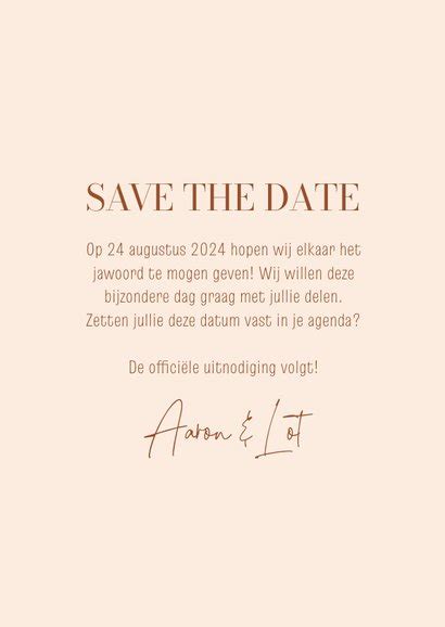 Save The Date Met Vintage Patroon Blaadjes En Kaartje2go