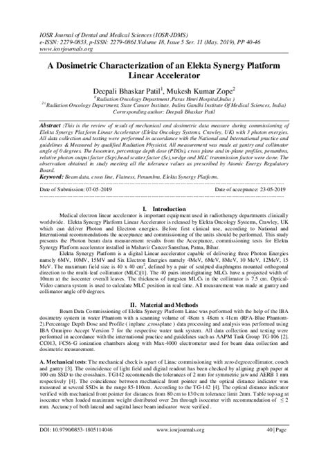 Pdf A Dosimetric Characterization Of An Elekta Synergy Platform