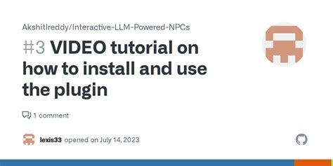Video Tutorial On How To Install And Use The Plugin · Issue 3