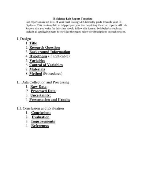 Ib Biology Lab Report Template