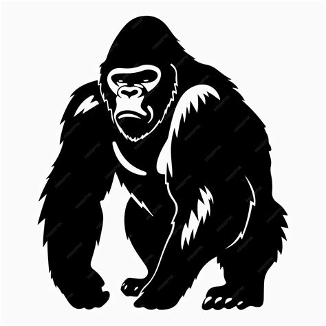 Premium Vector Gorilla Black Silhouette Clip Art Sketch