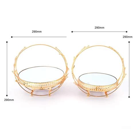【sg】decorative Mirror Tray Glass Display Tray Golden Jewelry Tray