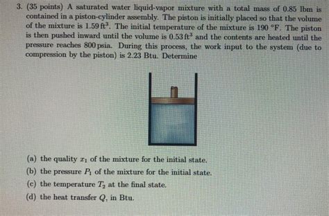 Solved Points A Saturated Water Liquid Vapor Mixture Chegg