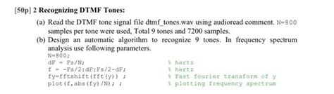 Solved P Recognizing Dtmf Tones A Read The Dtmf Chegg
