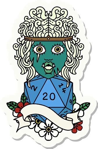 자연 스무 개의 주사위 롤 스티커가있는 반 오크 야만인 캐릭터 굴리기에 대한 스톡 벡터 아트 및 기타 이미지 굴리기 도깨비 명랑한 Istock