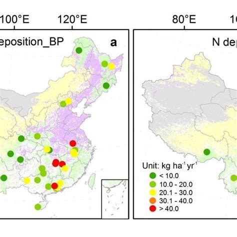 Spatial Patterns Of A Bulk P Deposition Kg Ha −1 Yr −1 And B Download Scientific Diagram