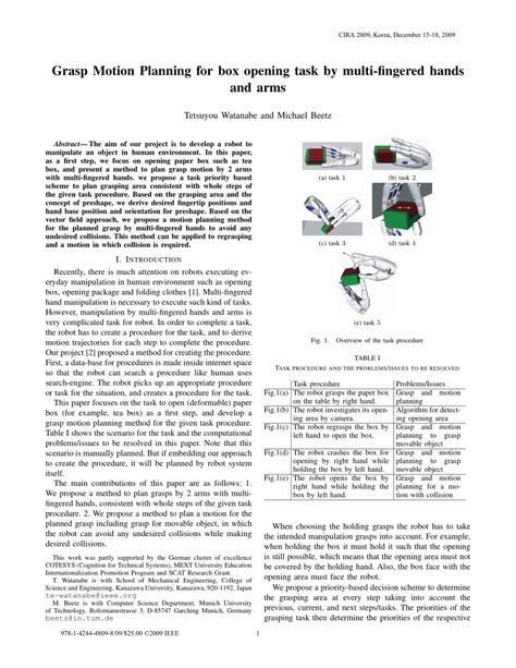 Pdf Grasp Motion Planning For Box Opening Task By Multi Fingered Hands And Arms