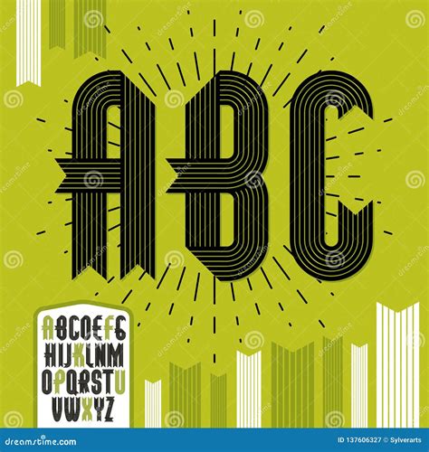 Vector Trendy Vintage Capital English Alphabet Letters Abc Collection