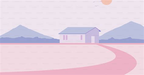 산을 배경으로 한 언덕 위의 집 벡터 Unsplash의 그림 이미지