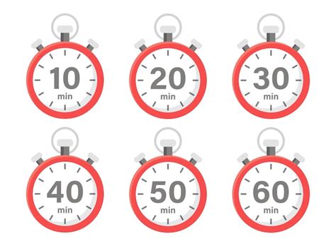 Premium Vector From 10 Minites To 60 Minutes On Stopwatch Icon In Flat Style Clock Face Timer
