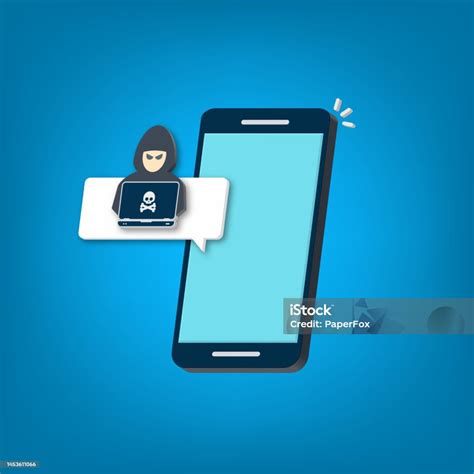 해커 휴대 전화의 맬웨어 알림 해커 경고 휴대폰 사기 오류 메시지 사기 바이러스에 대한 스팸 데이터가 있는 스마트폰 3d 벡터