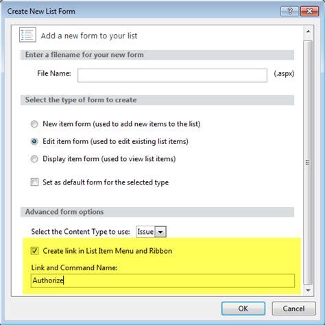 2013 How To Remove Custom Actionlink From List Item Menu