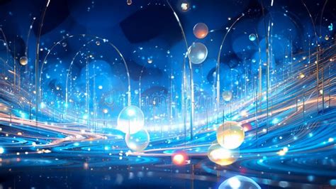 Futuristic Abstract Landscape With Glowing Orbs And Light Trails Stock Footage Video Of