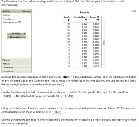 Solved The Dataview Tool That Follows Displays A Data Set
