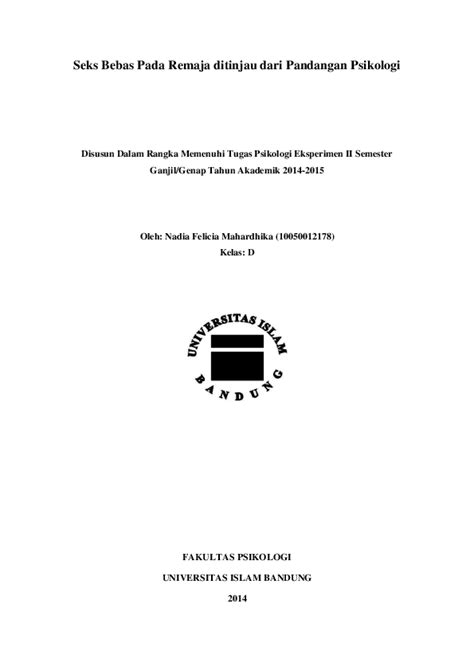 Doc Seks Bebas Pada Remaja Ditinjau Dari Pandangan Psikologi