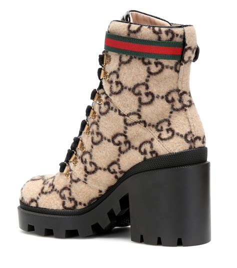 Gucci Gg Wool Ankle Boot In Beige Brown Lyst