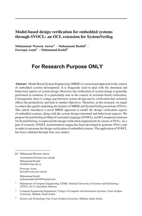 Pdf Model Based Design Verification For Embedded Systems Through Svocl An Ocl Extension For