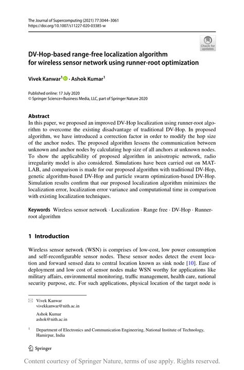 dv hop based range free localization algorithm for wireless sensor