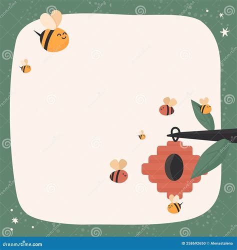Honey Bee Card Cute Poster With Honey Sweet Background Funny Bug