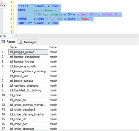 [sqlserver] hướng dẫn truy vấn tên column name trong database