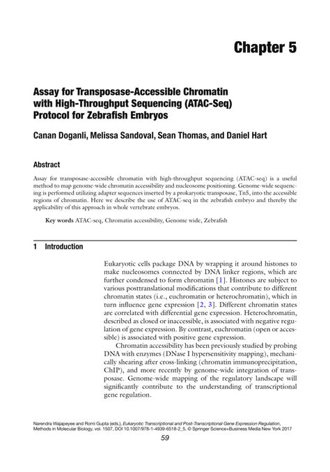 Pdf Assay For Transposase Accessible Chromatin With High Throughput Sequencing Atac Seq