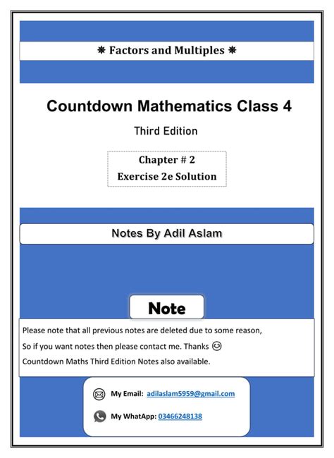 Countdown Maths Class 4 Chapter 2 Solution Pdf