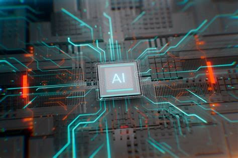 Artificial Intelligence Microchip On A Circuit Board Stock Image