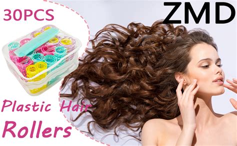30pcs Plastic Hair Rollers Set Snap On Rollers Self Grip Hairdressing Curlers No