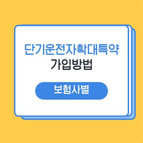 단기 운전자확대특약 운전자보험 가입 방법 당일